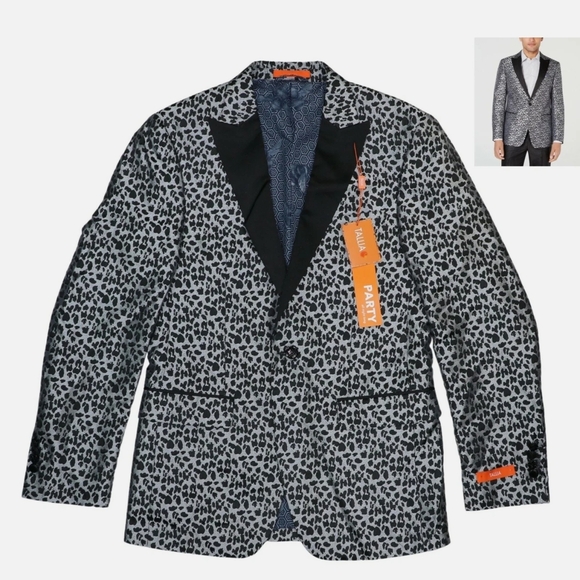 TALLIA | Suits & Blazers | Tallia Black And White Animal Print Blazer ...